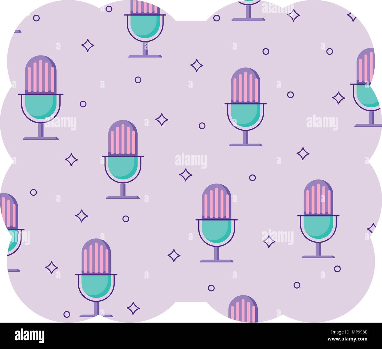 decorative frame with retro microphone pattern, vector illustration ...