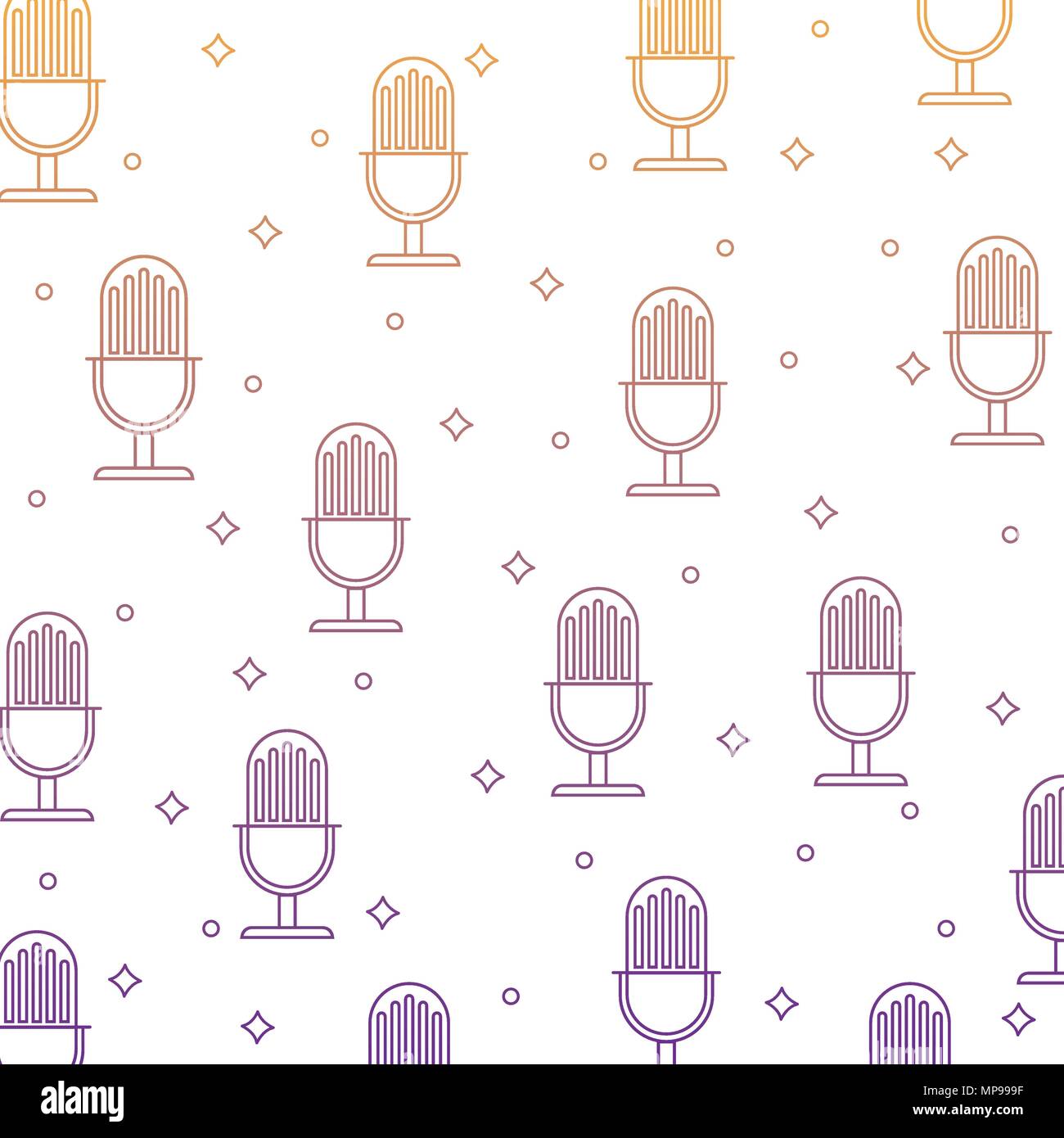 background of retro microphone pattern, vector illustration Stock ...