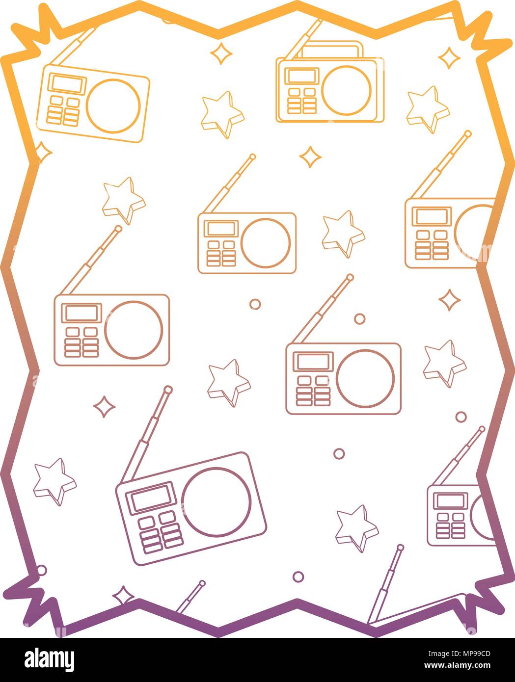 abstract frame with retro radio pattern over white background, vector ...