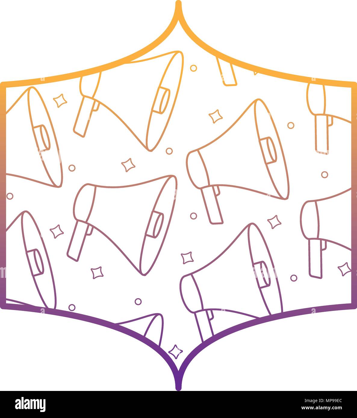 decorative frame with Megaphone pattern over white background, vector illustration Stock Vector ...