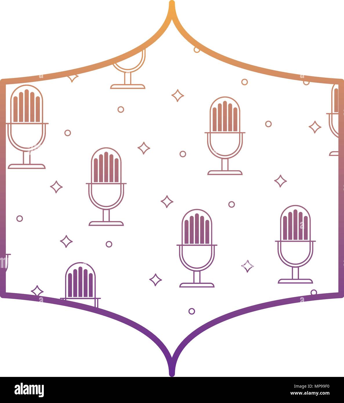 decorative frame with retro microphone pattern, vector illustration ...