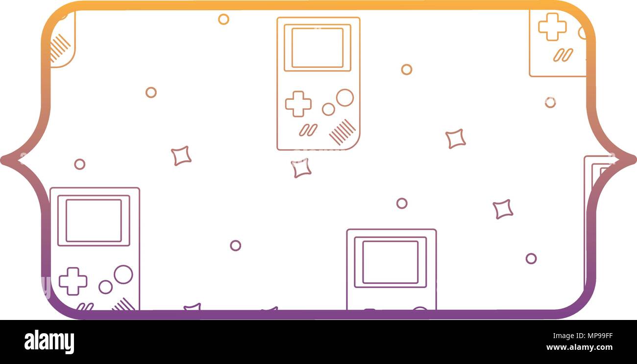 banner with portable videogame pattern over white background, vector ...