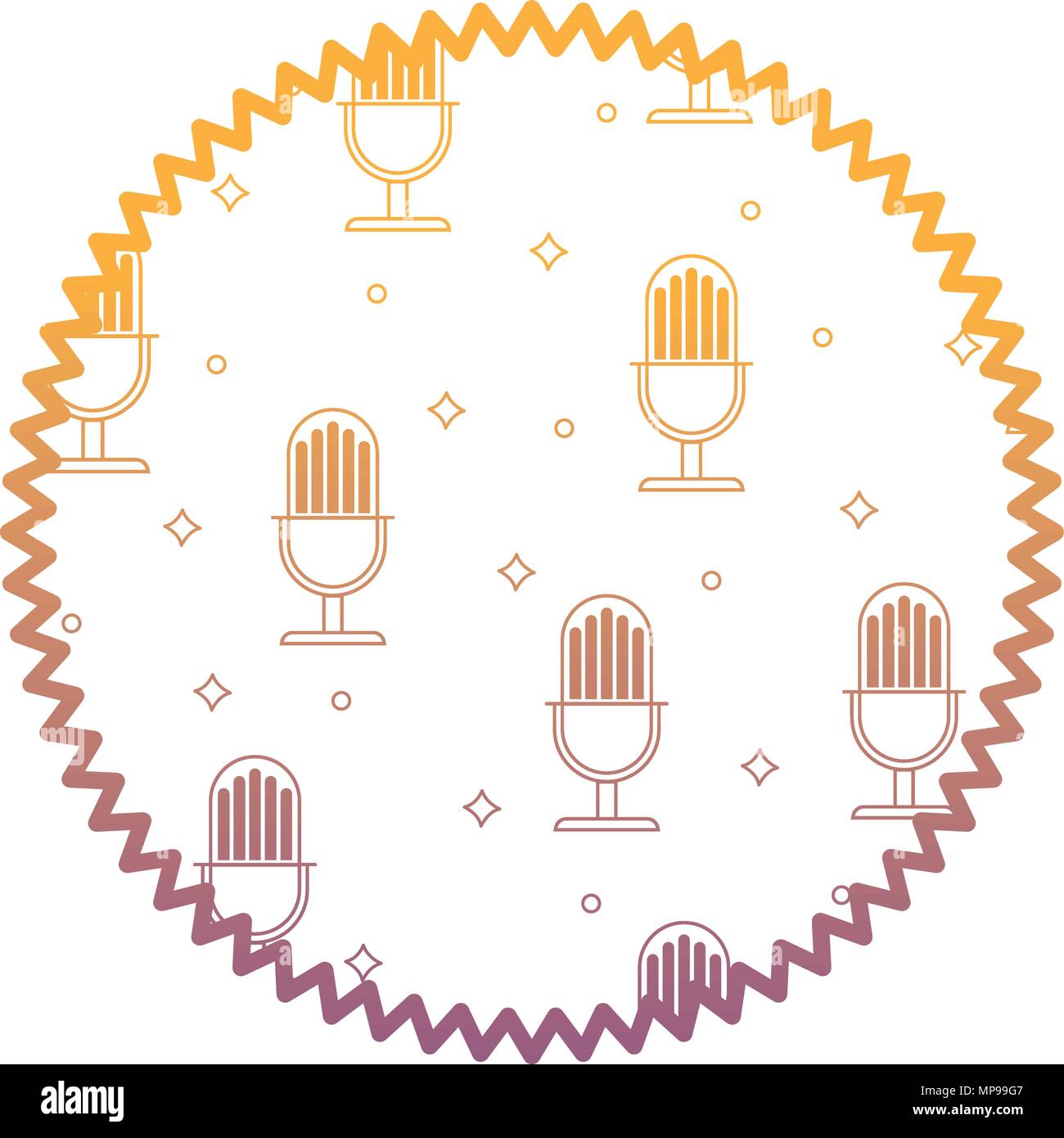 seal stamp with retro microphone pattern, vector illustration Stock ...