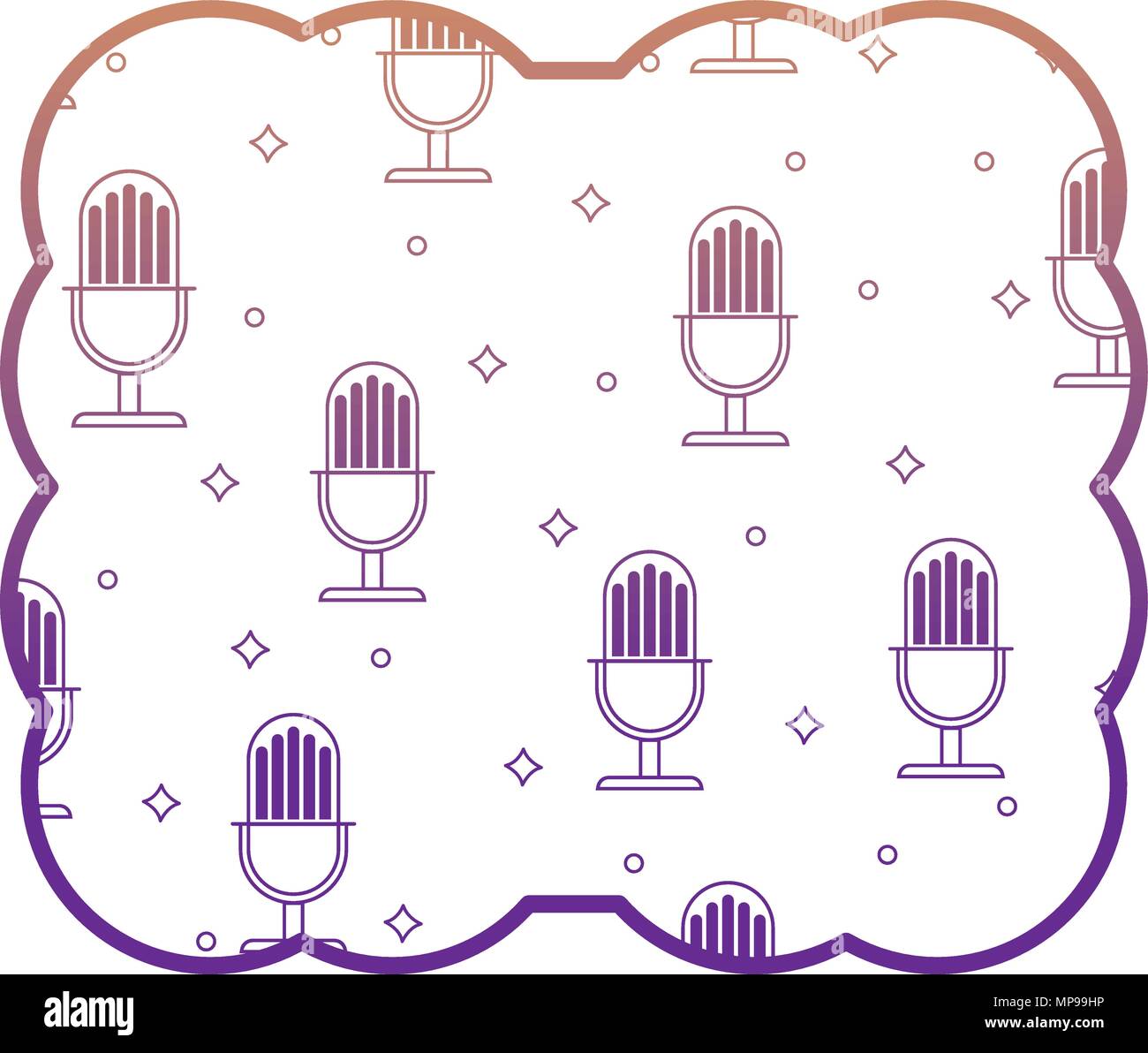 decorative frame with retro microphone pattern, vector illustration ...
