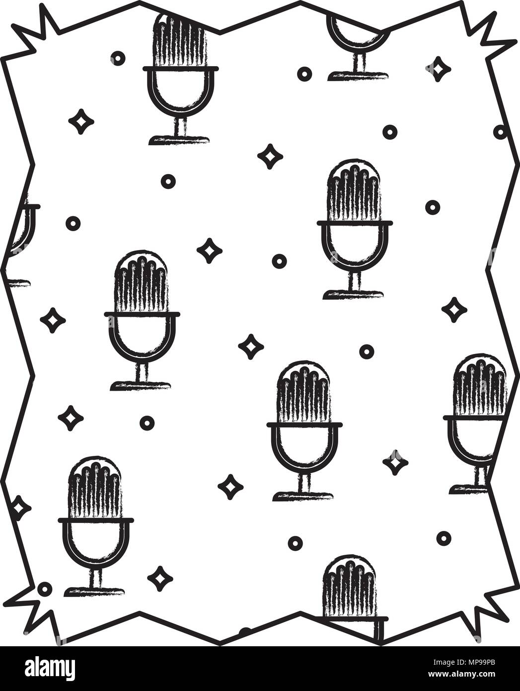 abstract frame with retro microphone pattern, vector illustration Stock ...