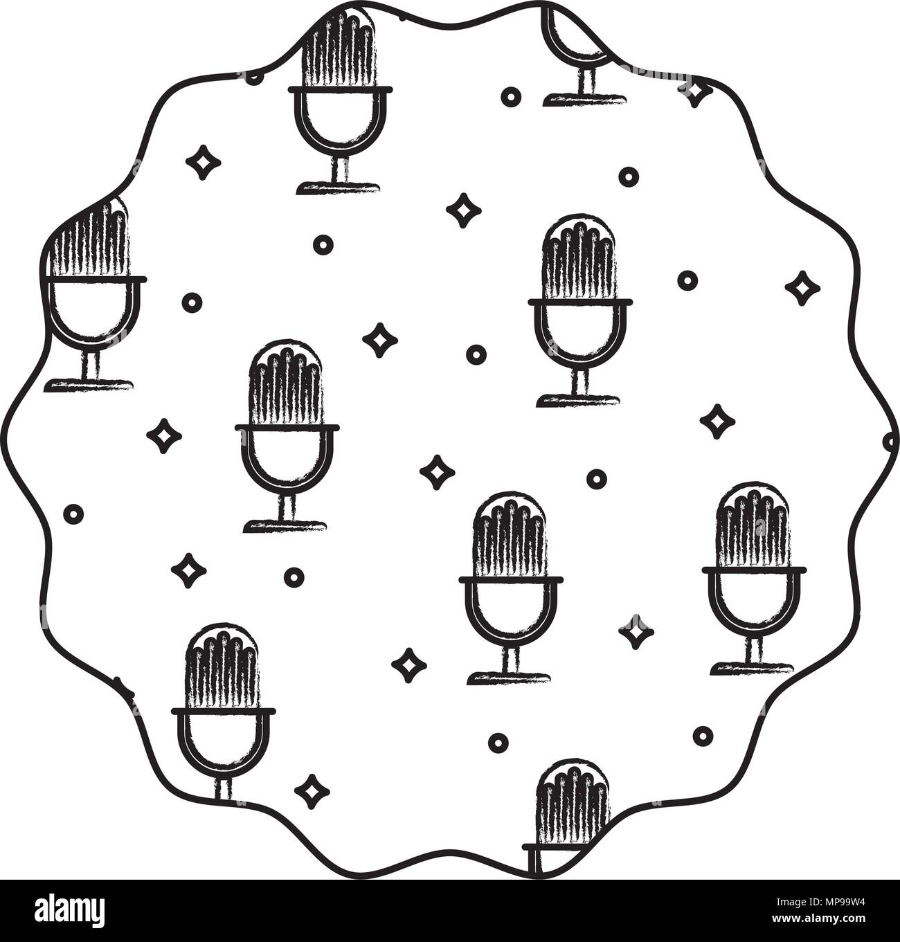 with retro microphone pattern, vector illustration Stock Vector Image ...