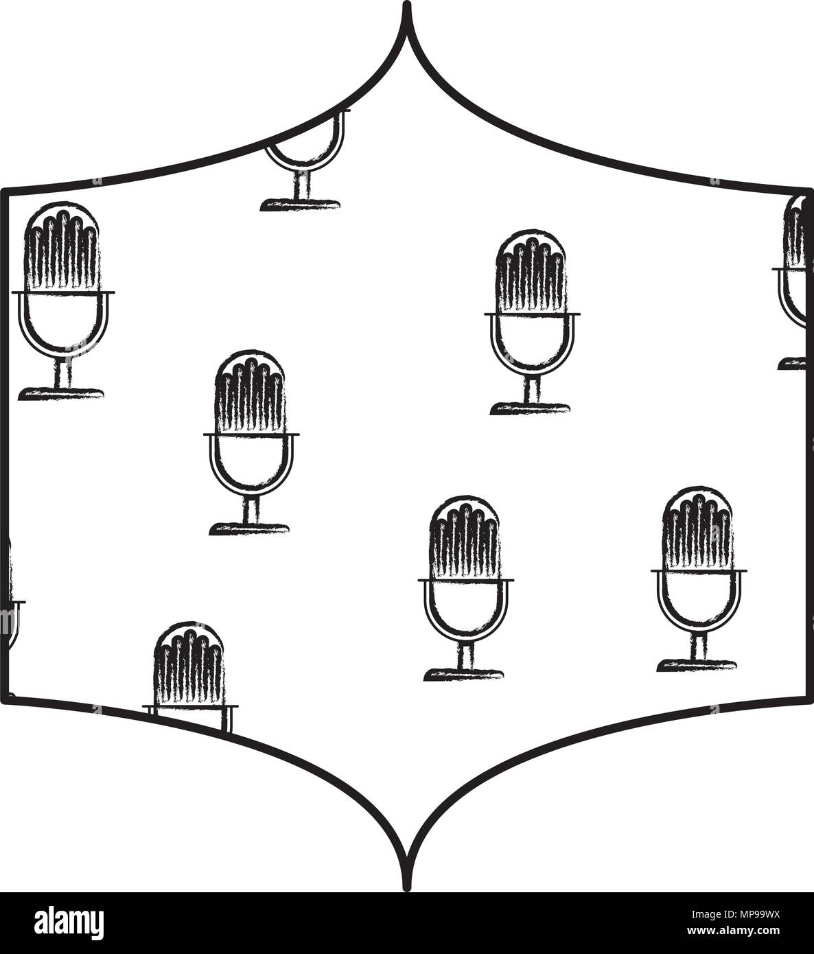 decorative frame with retro microphone pattern, vector illustration ...