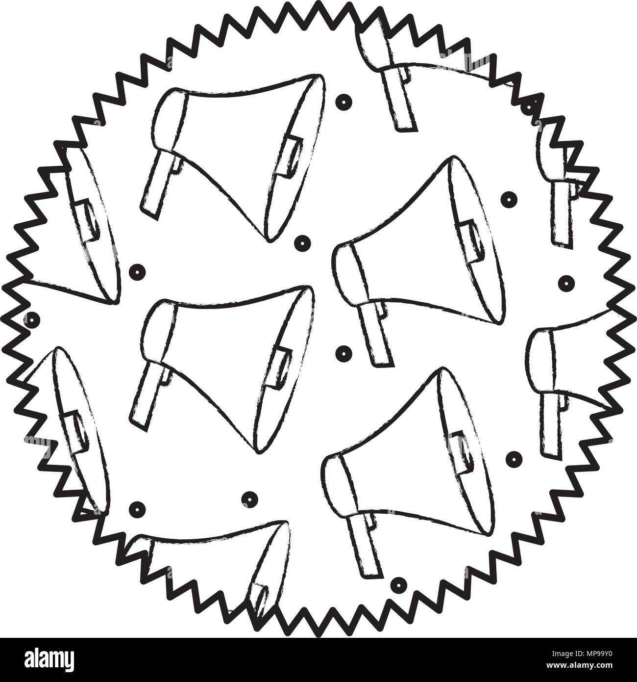 seal stamp with Megaphone pattern over white background, vector ...