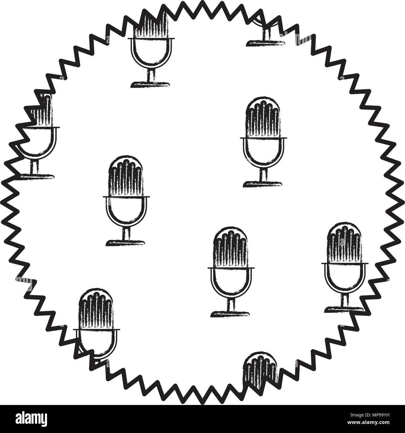 seal stamp with retro microphone pattern, vector illustration Stock ...