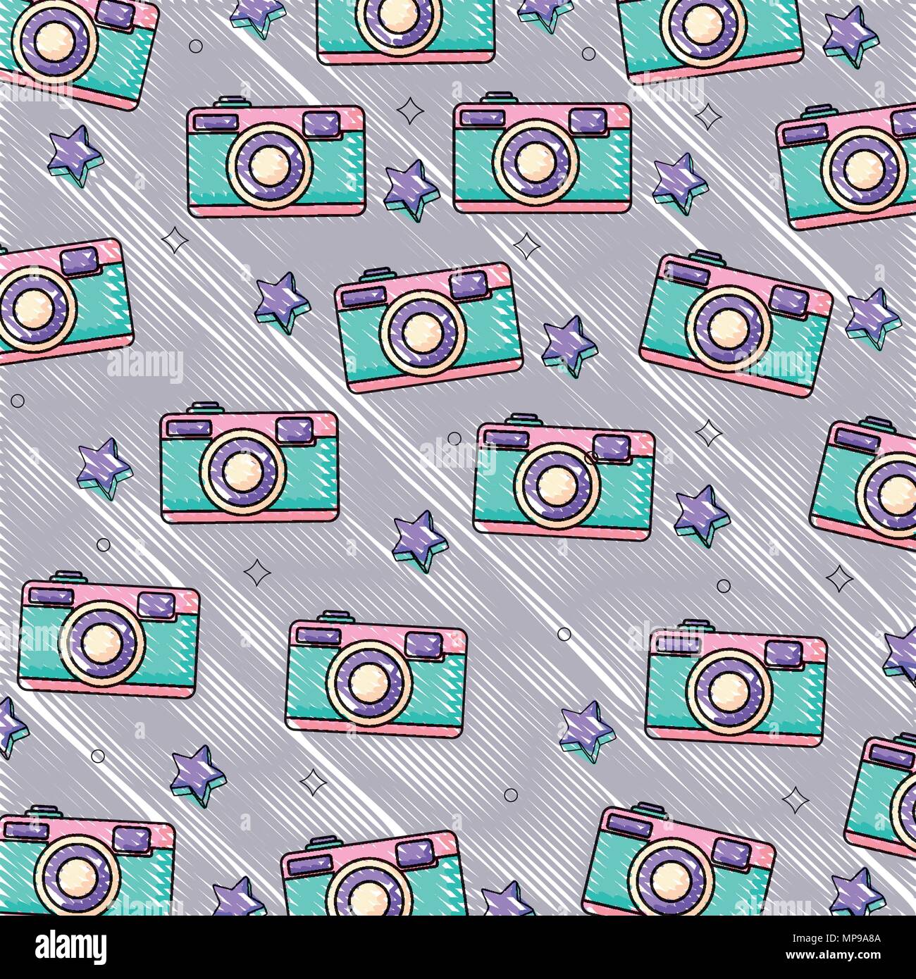 background of photographic cameras pattern, vector illustration Stock ...