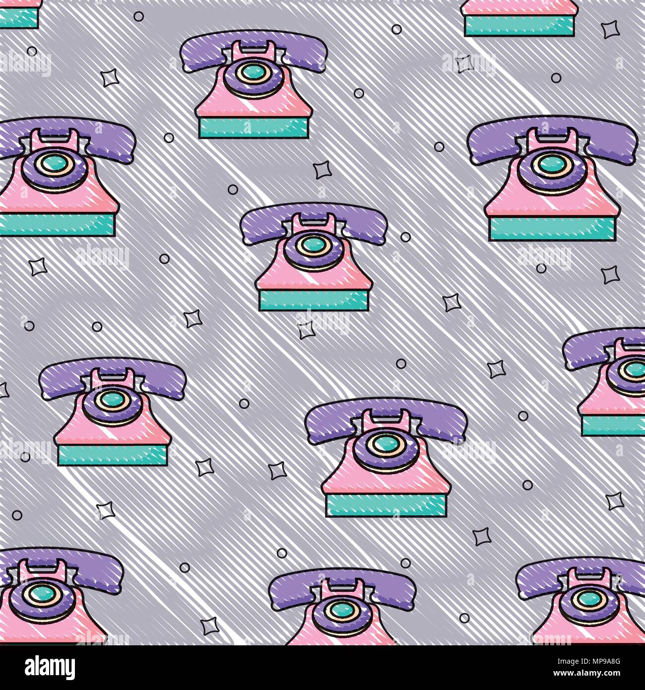 background of retro telephones pattern, vector illustration Stock ...