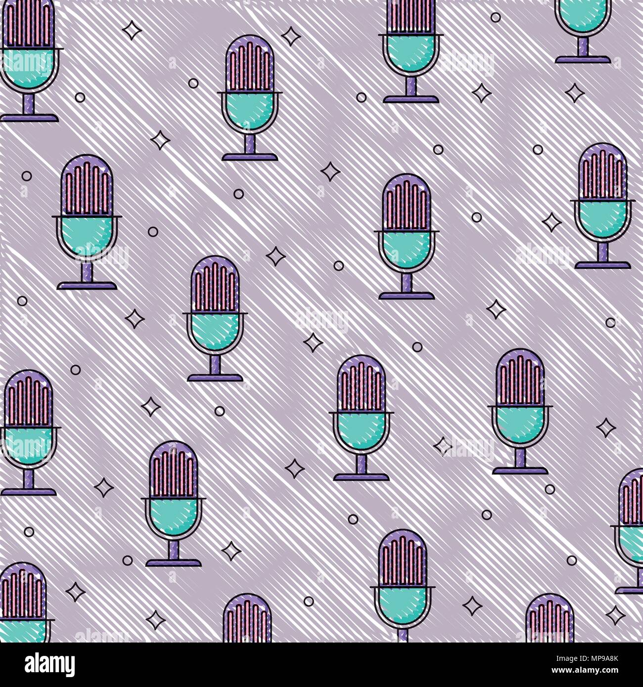 background of retro microphone pattern, vector illustration Stock ...