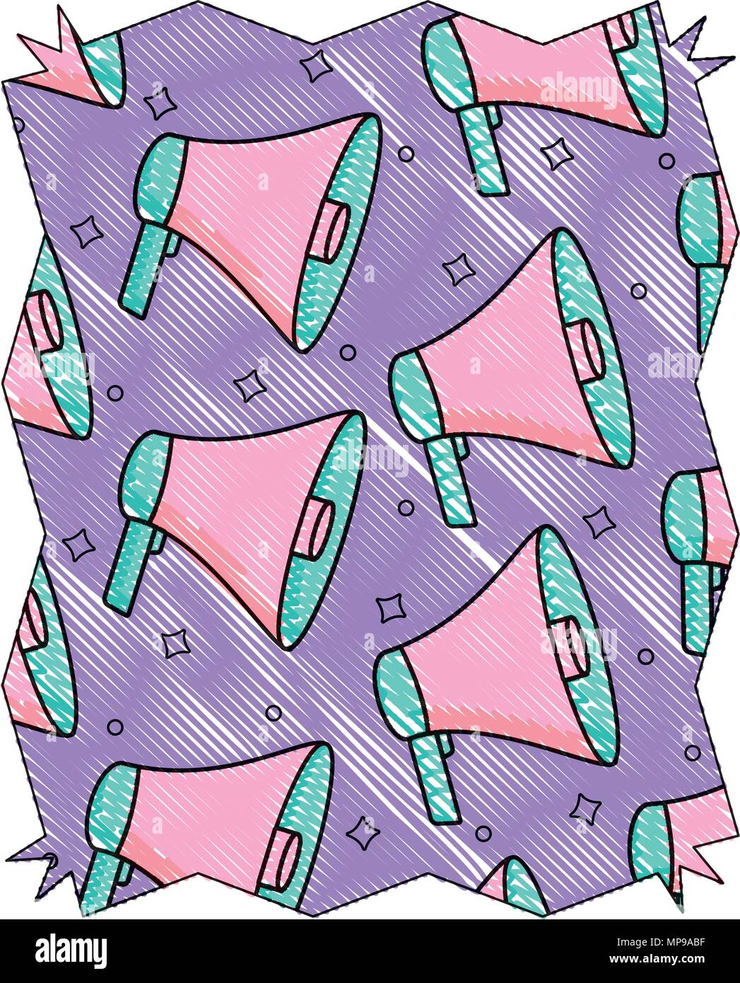 abstract frame with Megaphone pattern over white background, vector ...