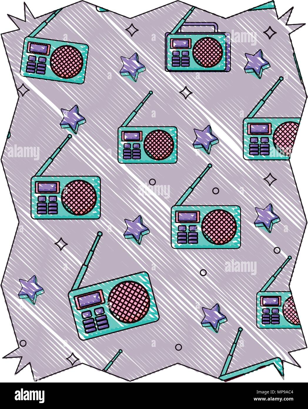 abstract frame with retro radio pattern over white background, vector ...