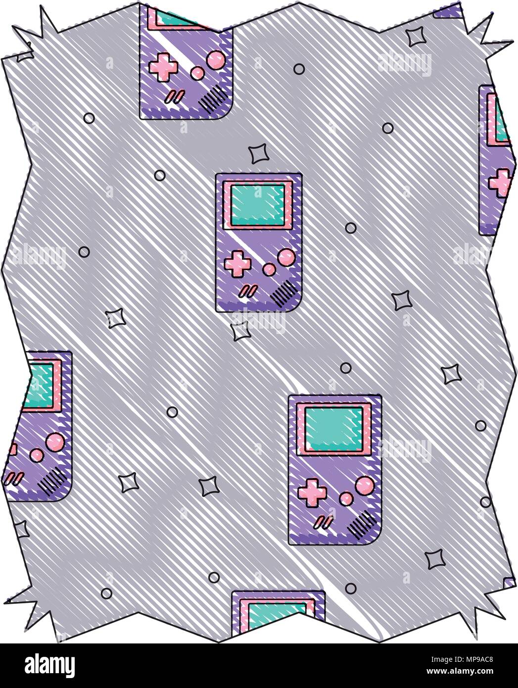 abstract frame with portable videogame pattern over white background ...