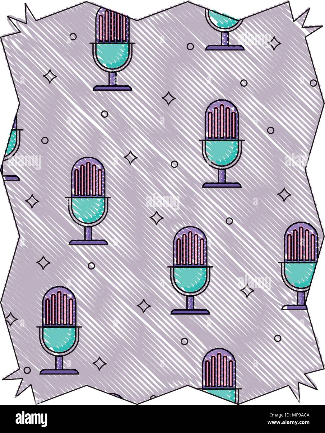 abstract frame with retro microphone pattern, vector illustration Stock ...