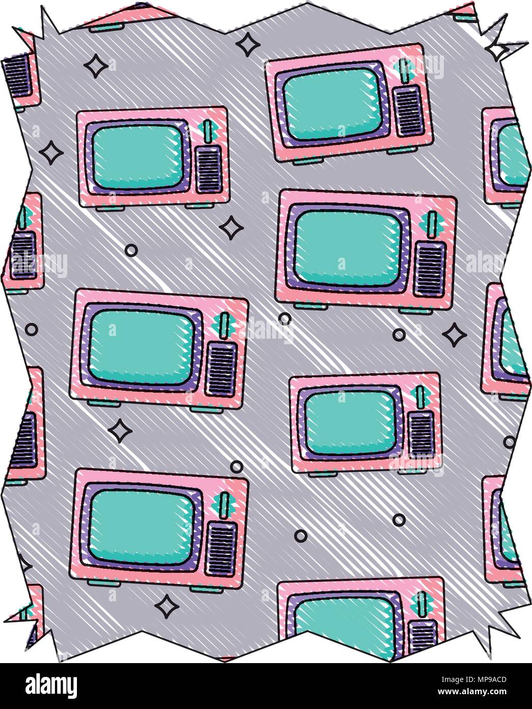 abstract frame with retro television pattern over white background ...