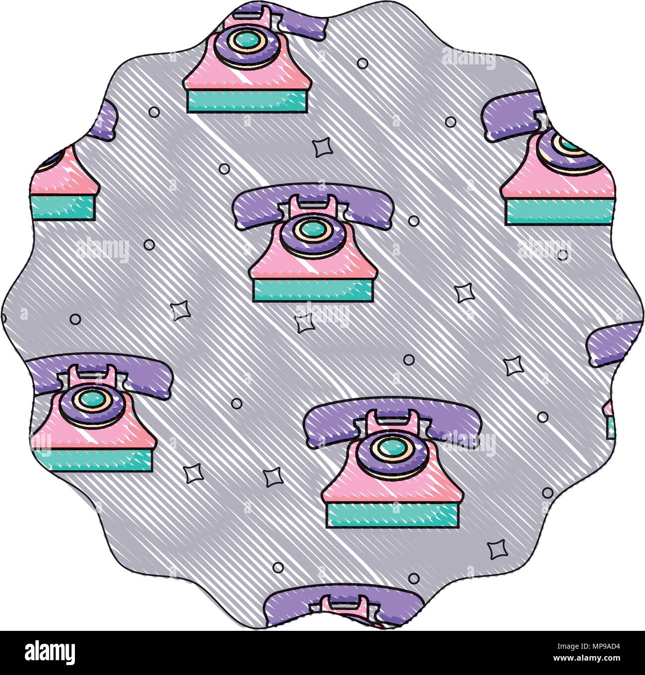 circular frame with retro radio pattern over white background, vector ...