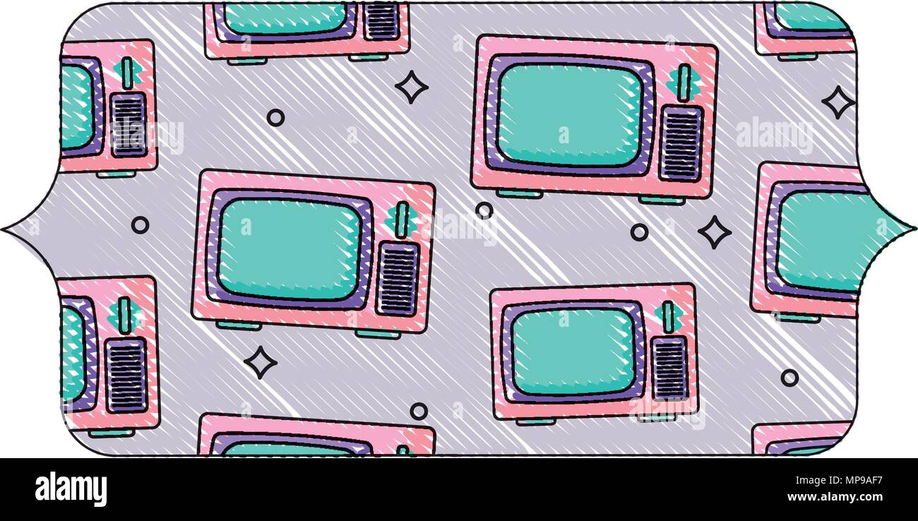 banner with retro television pattern over white background, vector ...