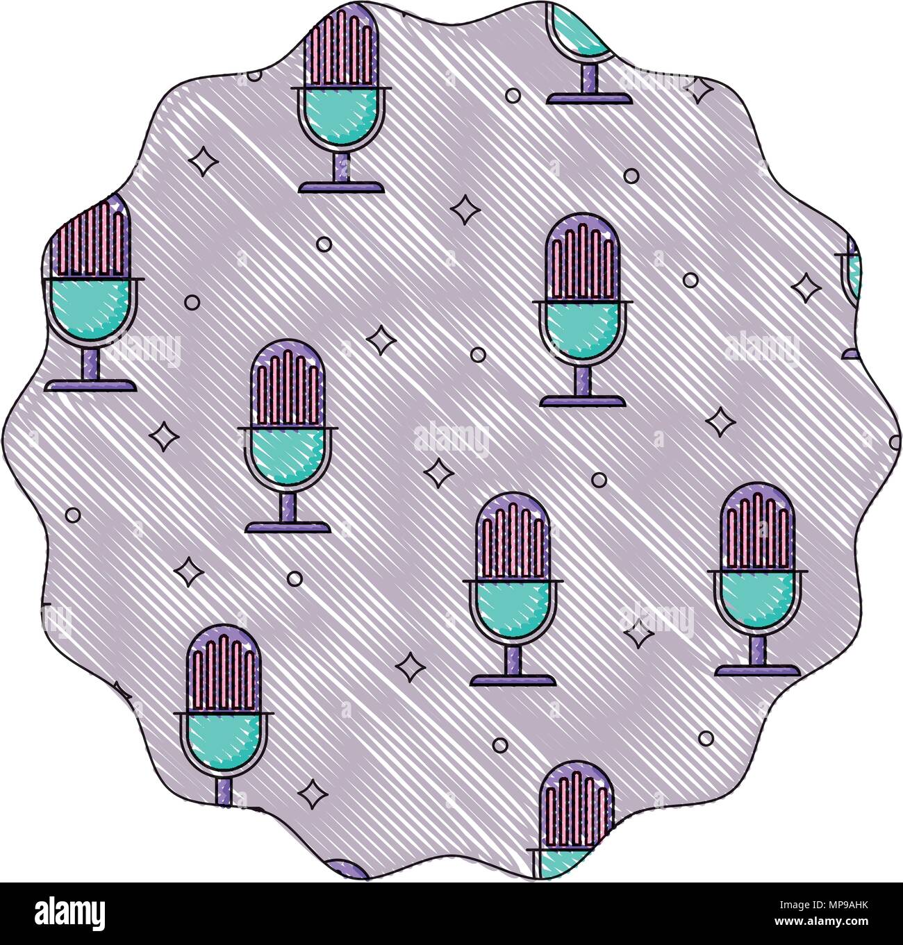 with retro microphone pattern, vector illustration Stock Vector Image ...