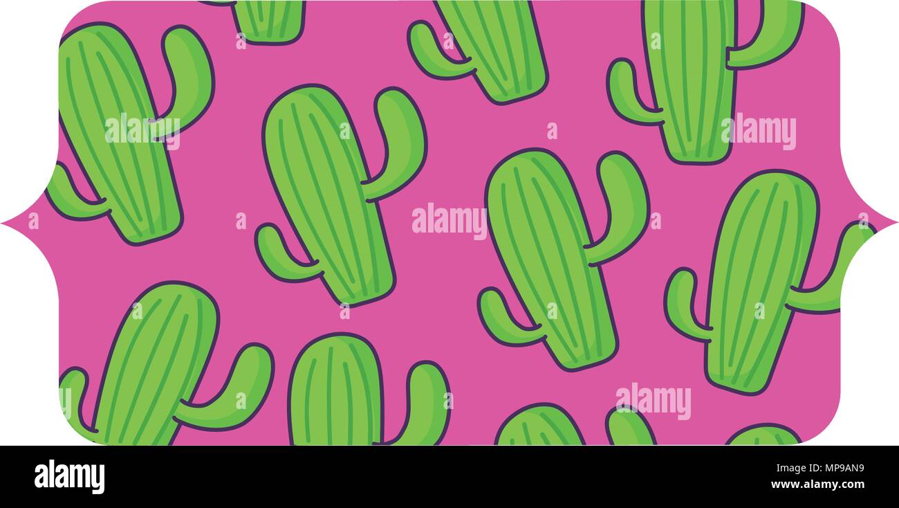 banner with cactus plant pattern over white background, vector ...