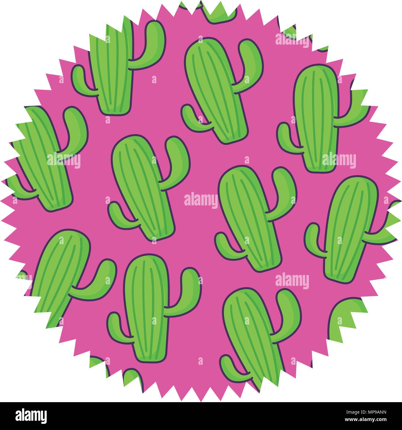seal stamp with cactus plant pattern over white background, vector ...