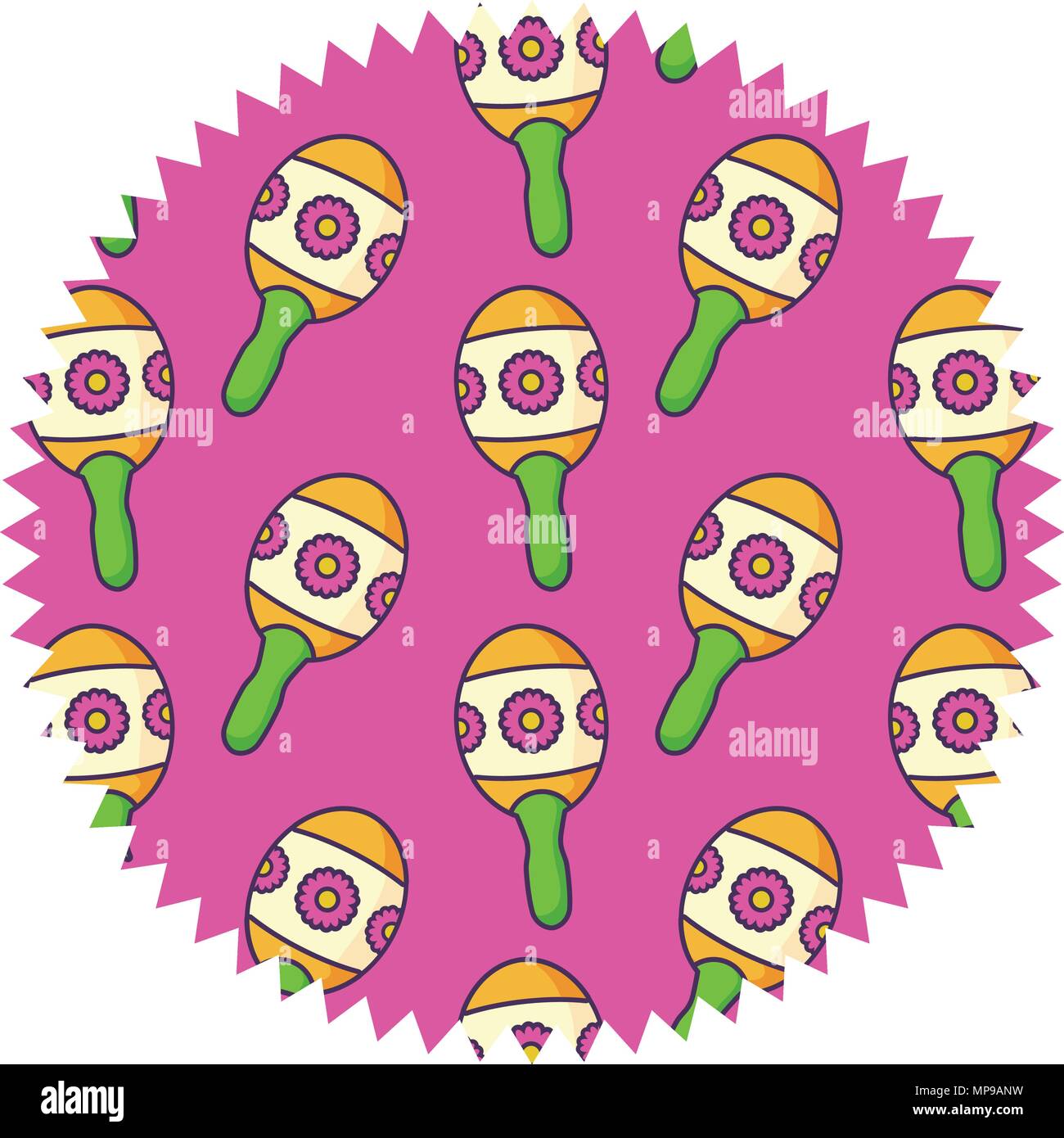 seal stamp with Mexican maracas pattern over white background, vector ...