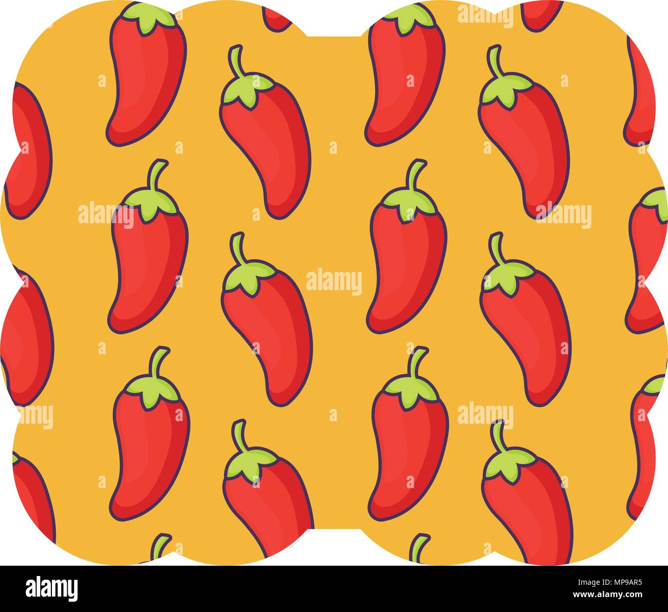 decorative frame with chili pepper pattern over white background ...
