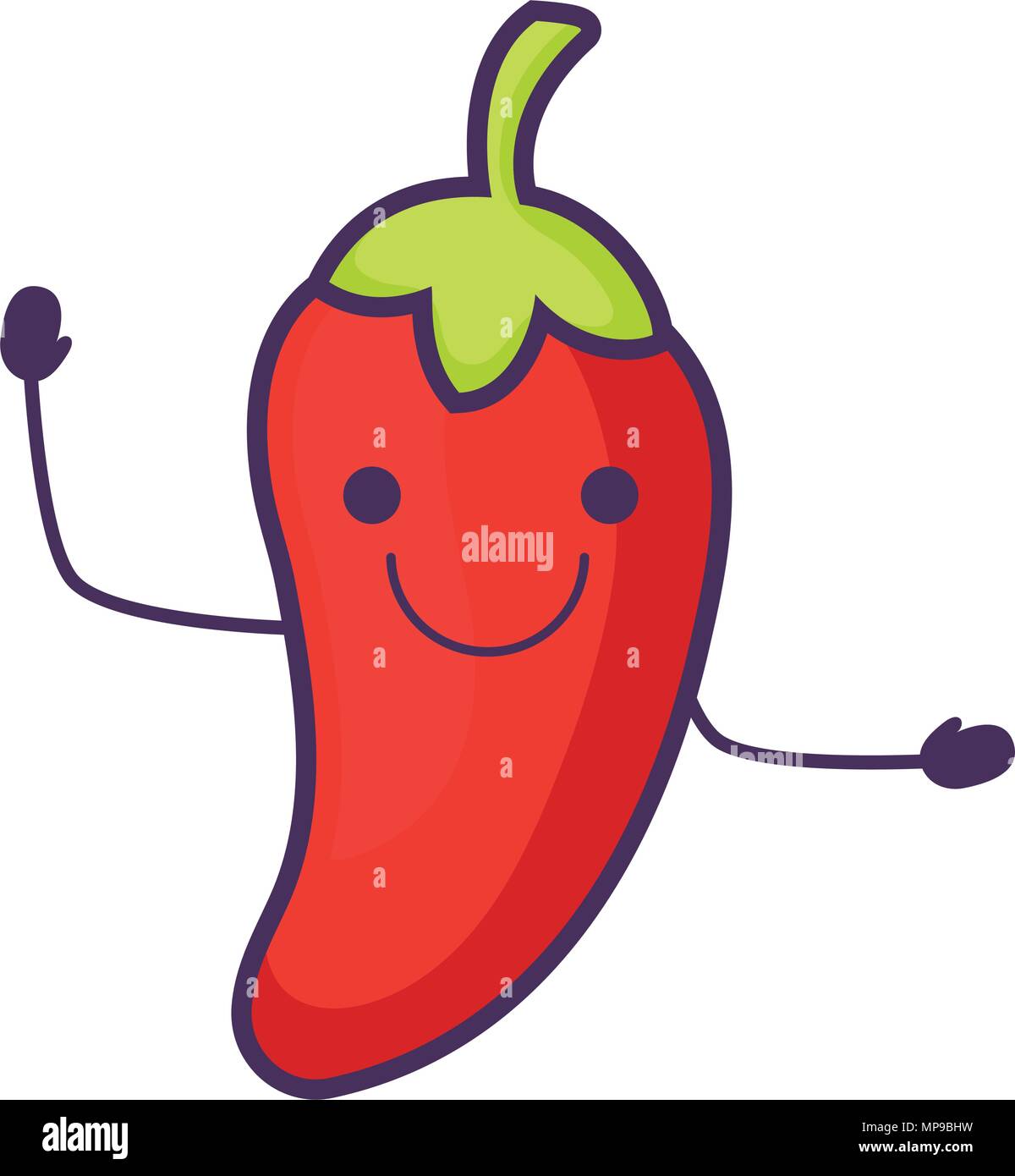 Kawaii happy chili icon over white background, colorful design. vector ...