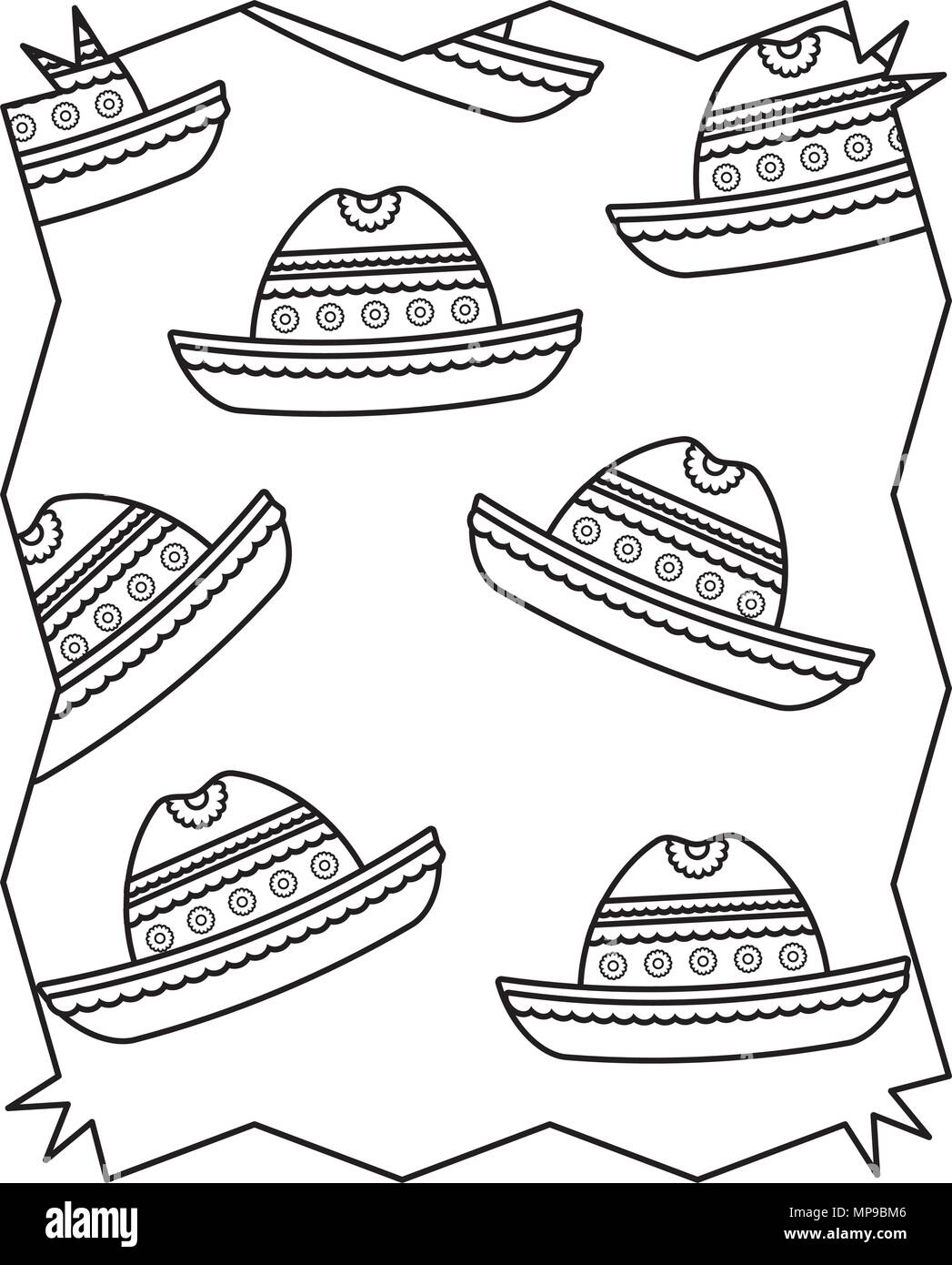 abstract frame with Mexican hat pattern over white background, vector ...