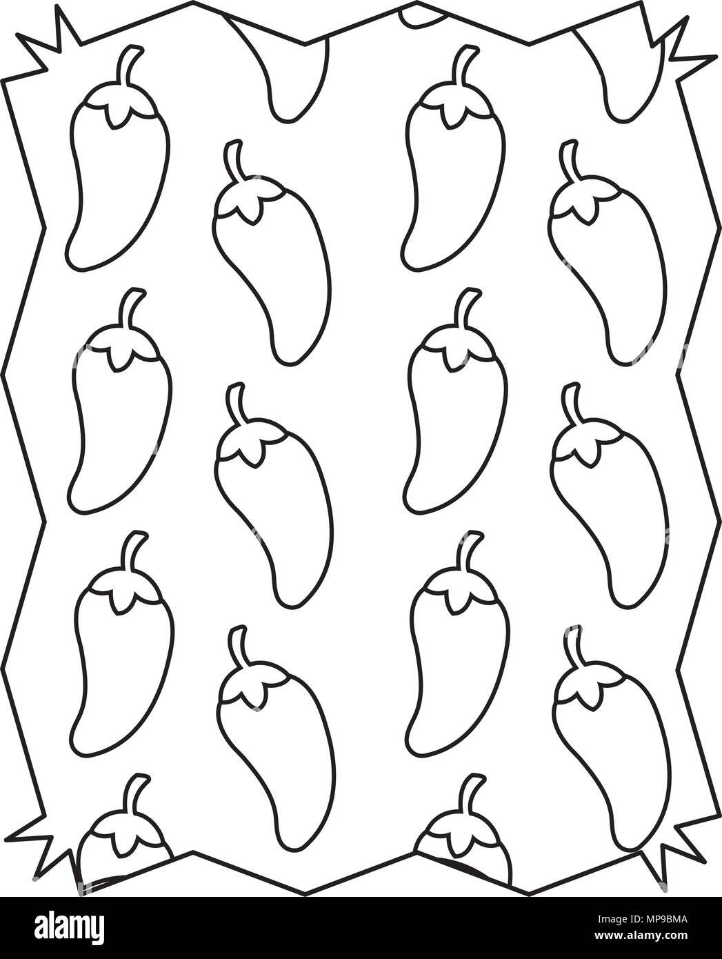 abstract frame with chili pepper pattern over white background, vector ...