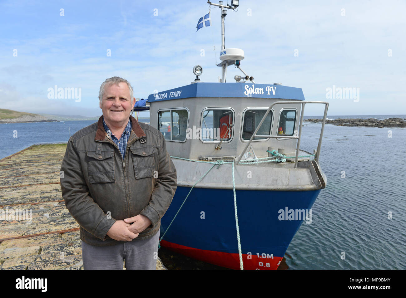 The Mousa ferry Solan IV with its skipper Rodney Smith who takes day ...