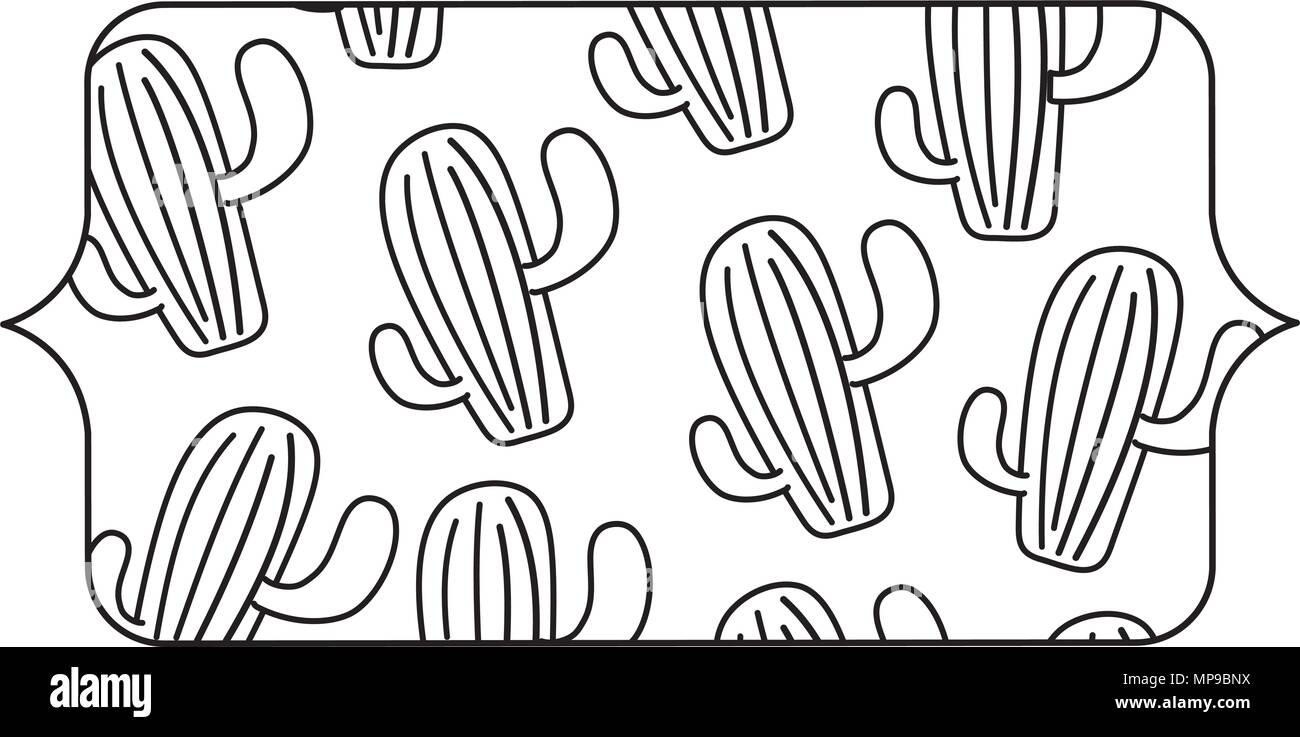 banner with cactus plant pattern over white background, vector ...