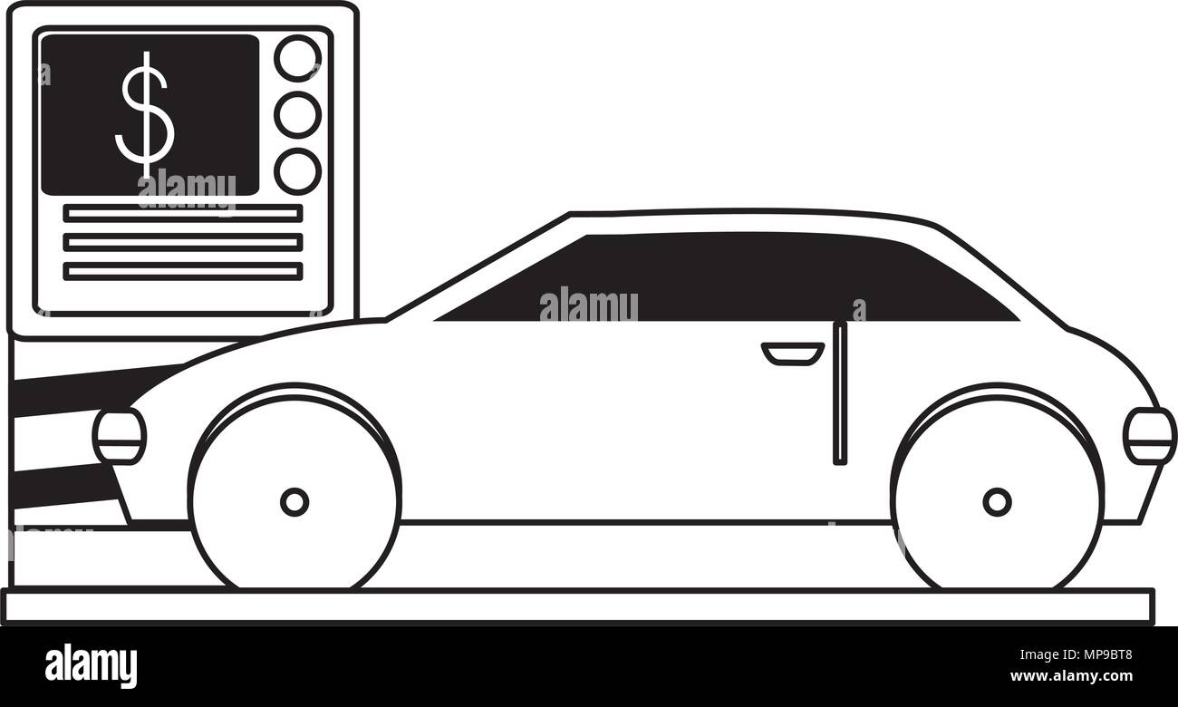 parking machine and car over white background, vector illustration ...