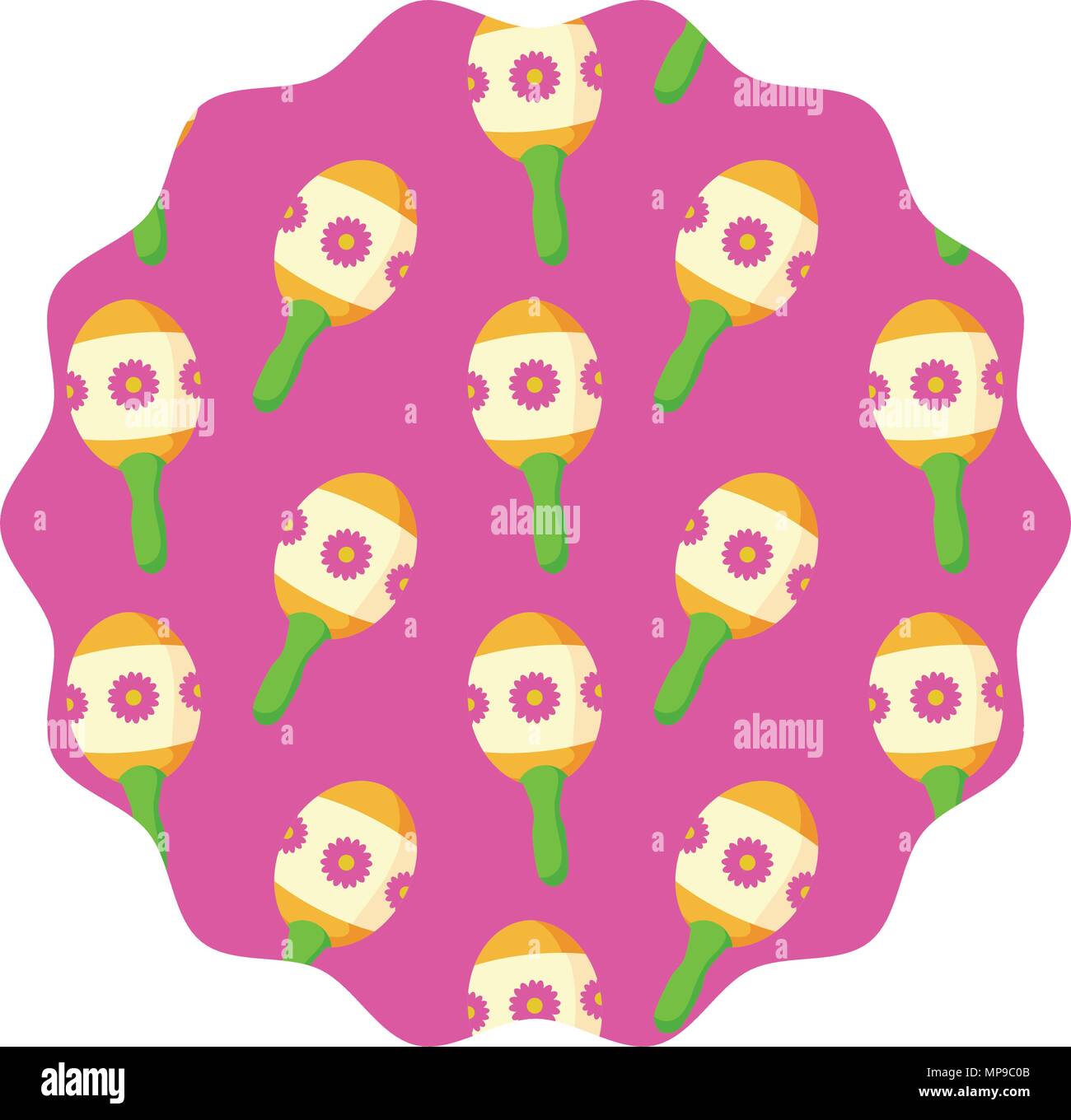circular frame with Mexican maracas pattern over white background ...