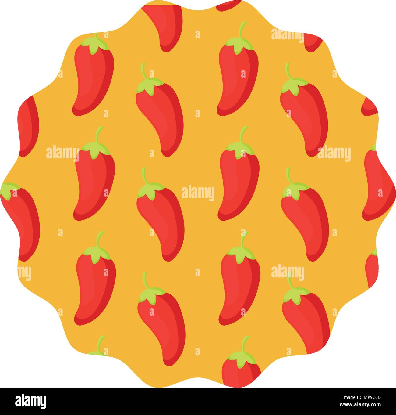 circular frame with chili pepper pattern over white background, vector ...