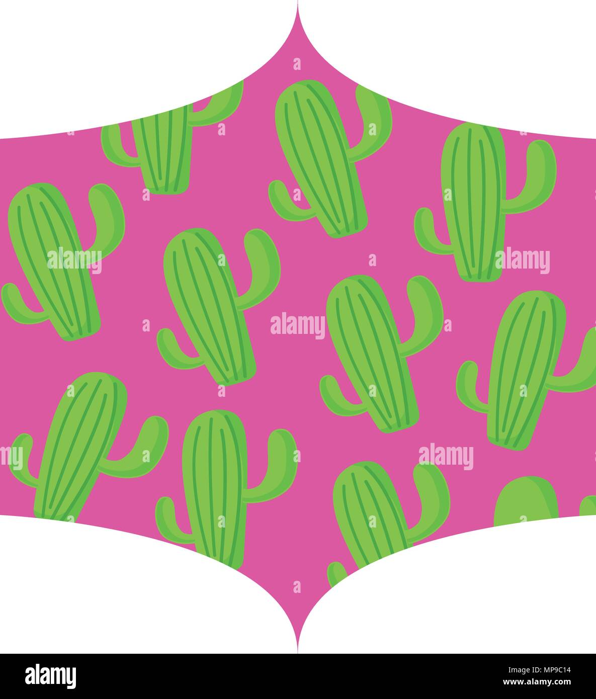decorative frame with cactus plant pattern over white background ...