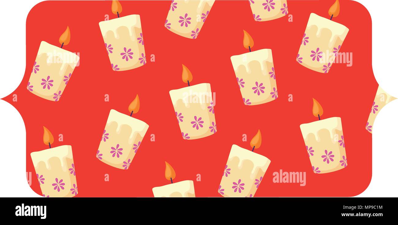 banner with candles pattern over white background, vector illustration ...
