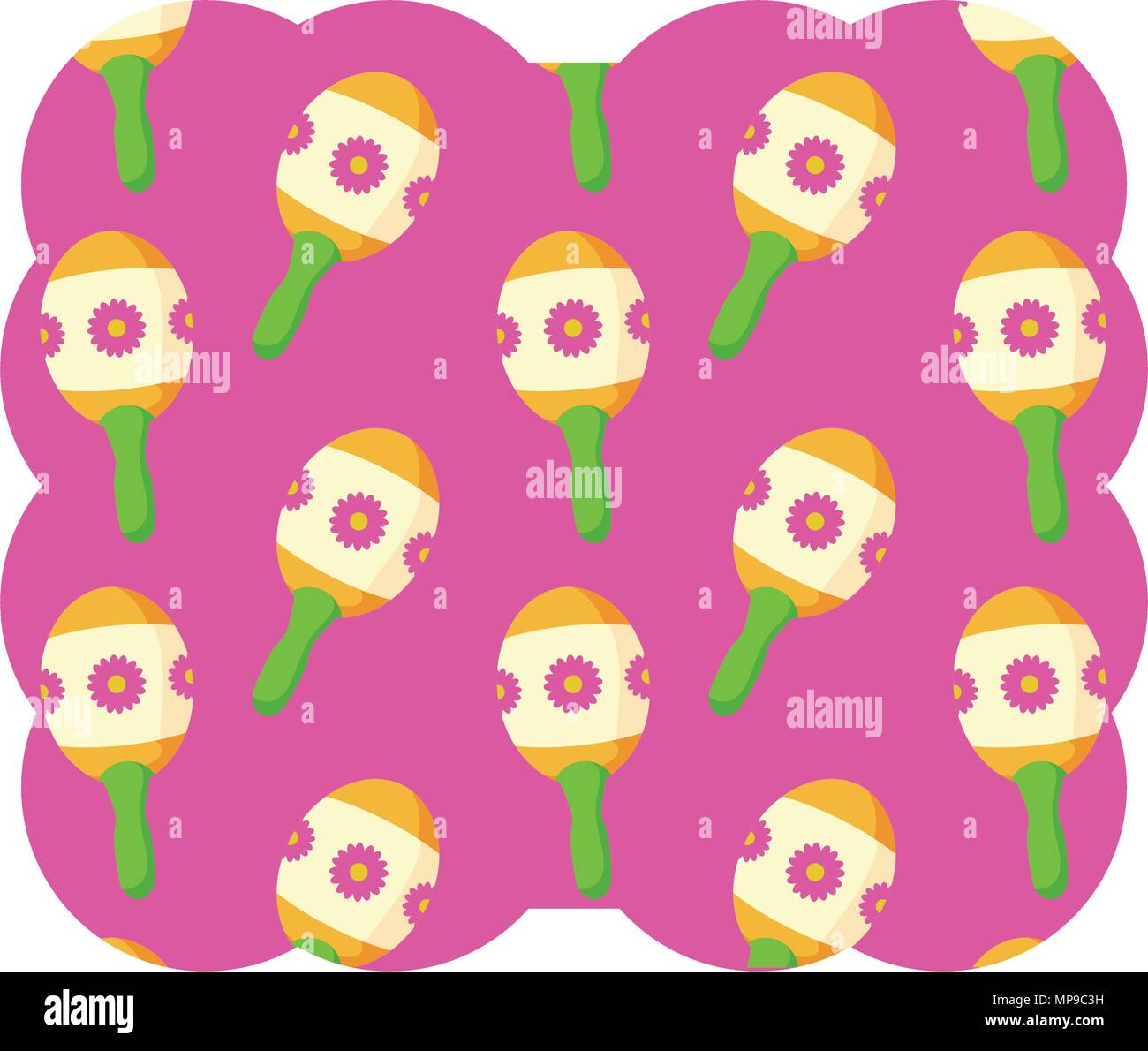 decorative frame with Mexican maracas pattern over white background ...