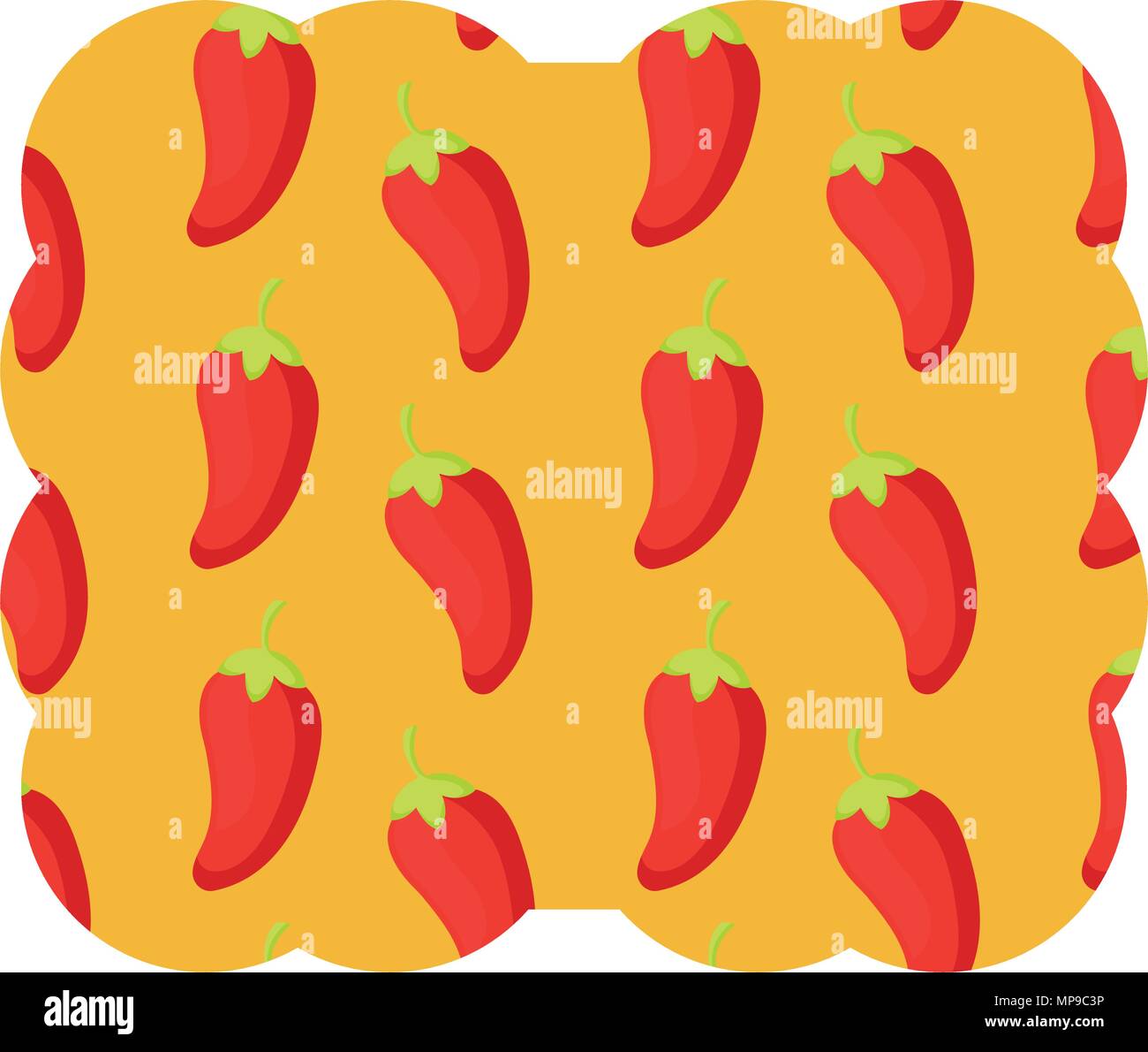 decorative frame with chili pepper pattern over white background ...