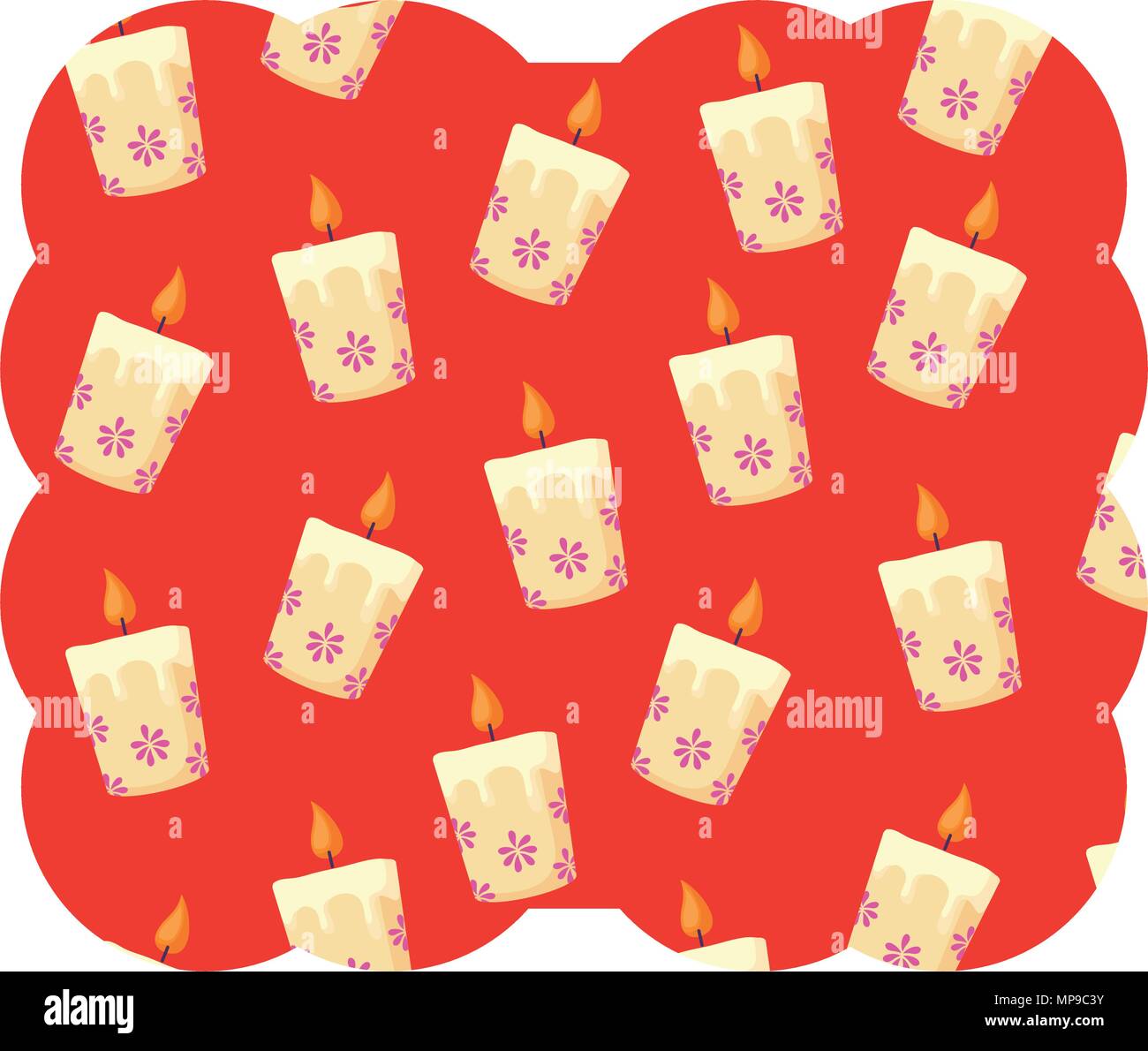 decorative frame with candles pattern over white background, vector ...