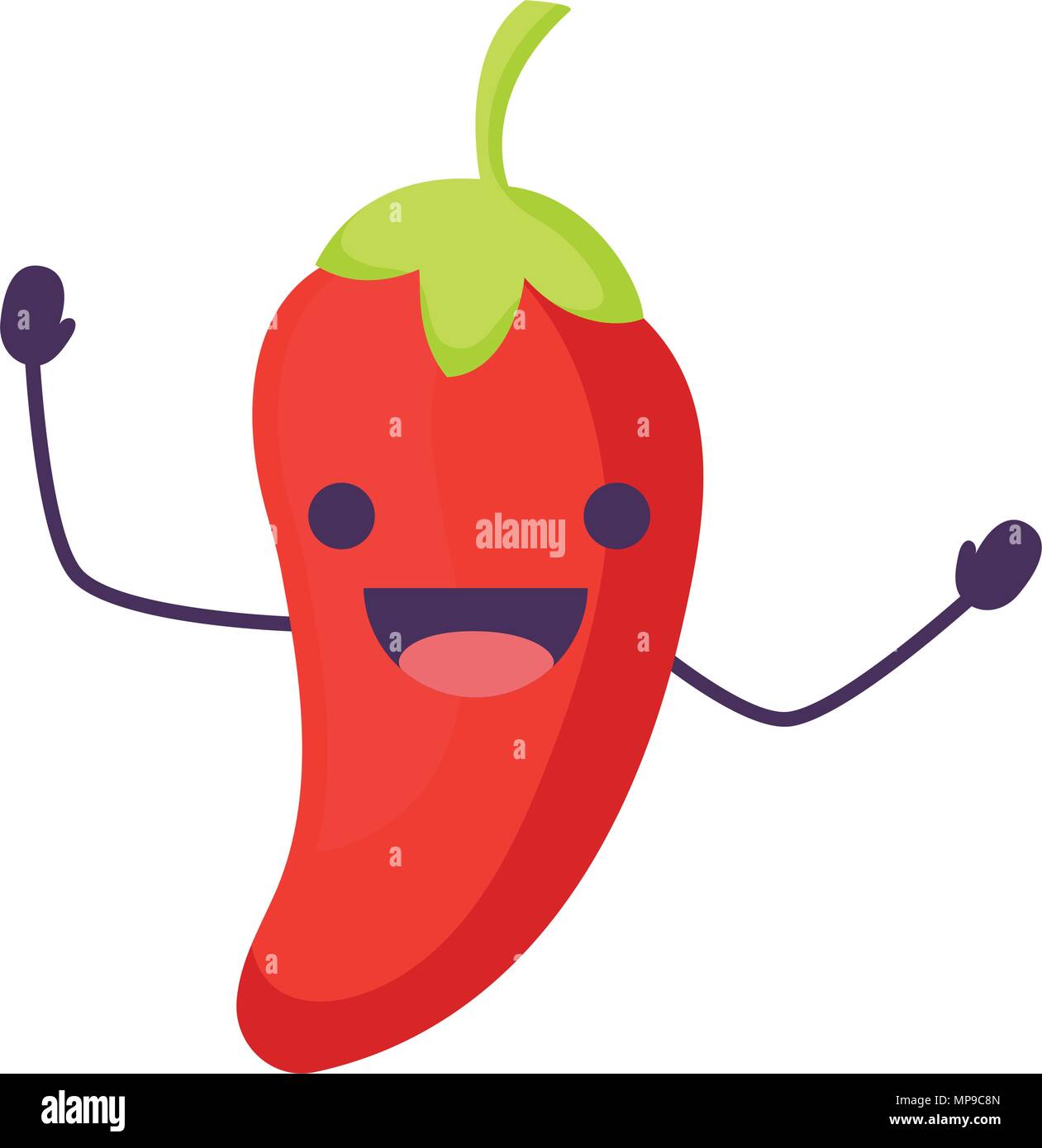 Kawaii happy chili icon over white background, colorful design. vector ...