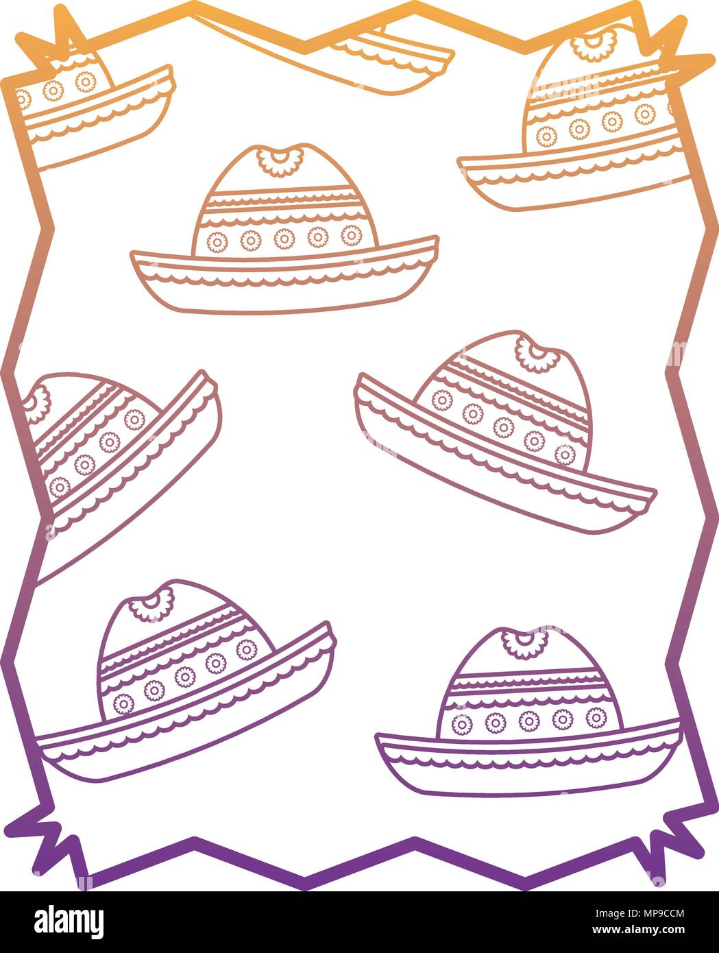 abstract frame with Mexican hat pattern over white background, vector ...