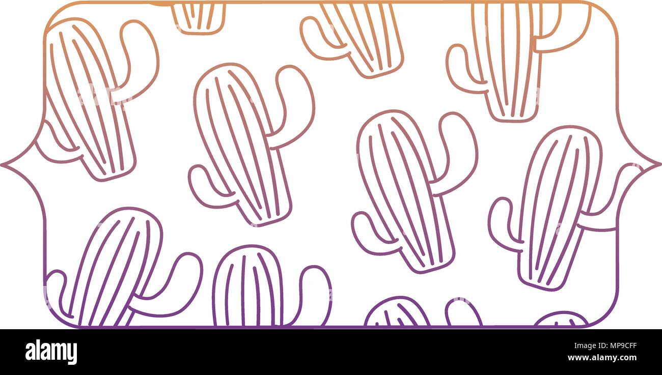 banner with cactus plant pattern over white background, vector ...