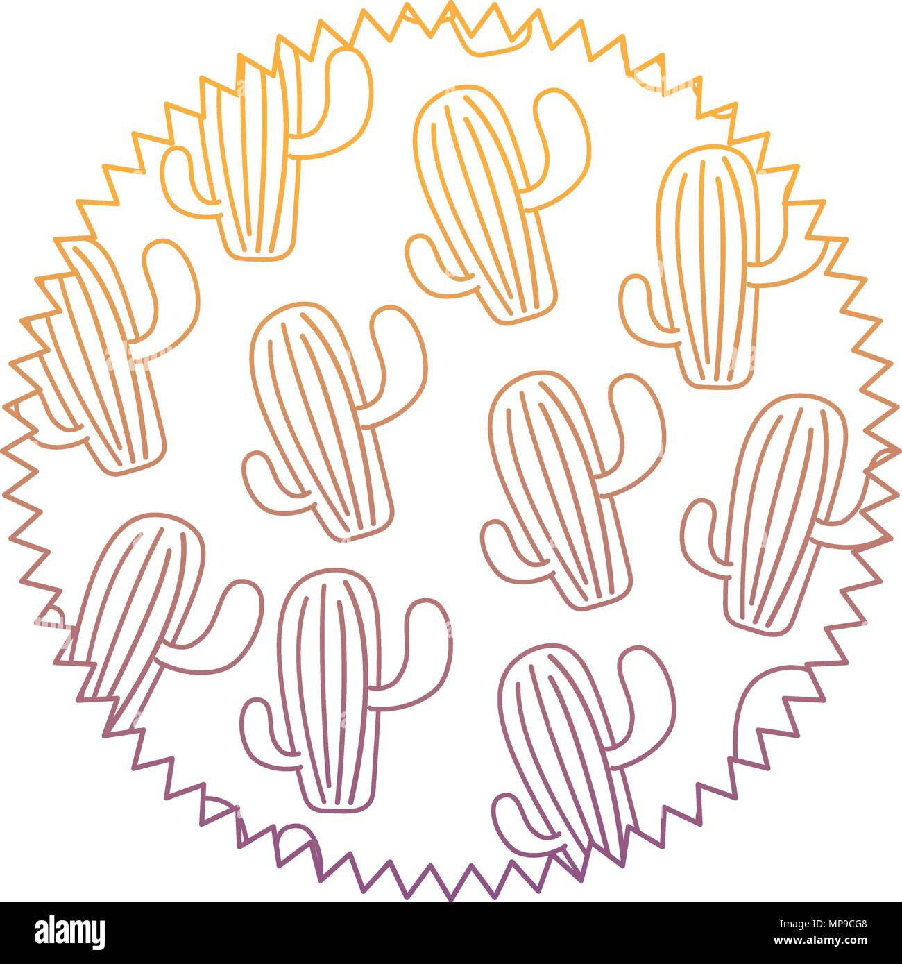 seal stamp with cactus plant pattern over white background, vector ...