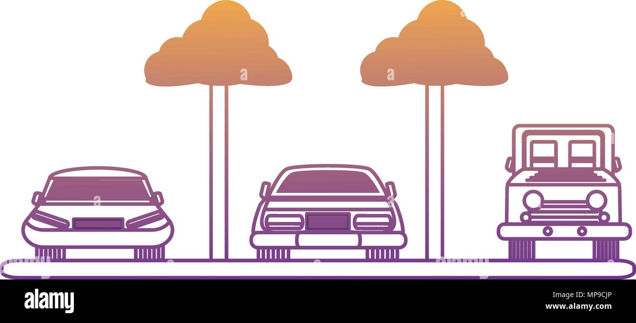 Parking zone with cars over white background, vector illustration Stock ...