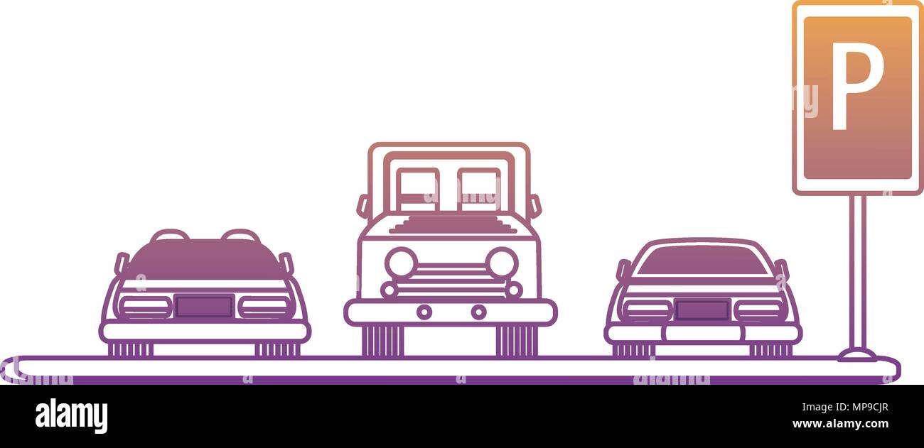 Parking zone with cars over white background, vector illustration Stock ...