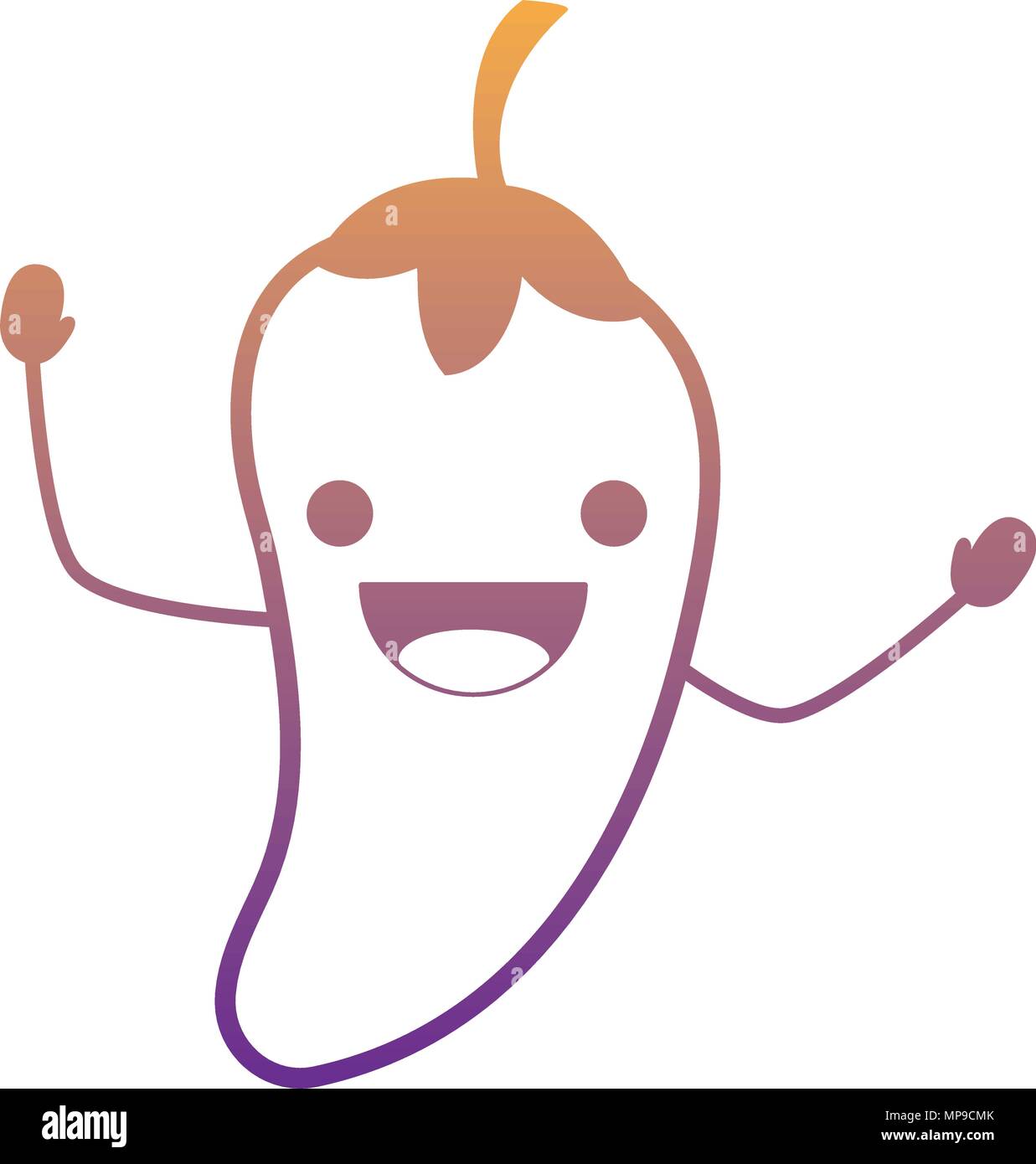 Kawaii happy chili icon over white background, colorful design. vector ...