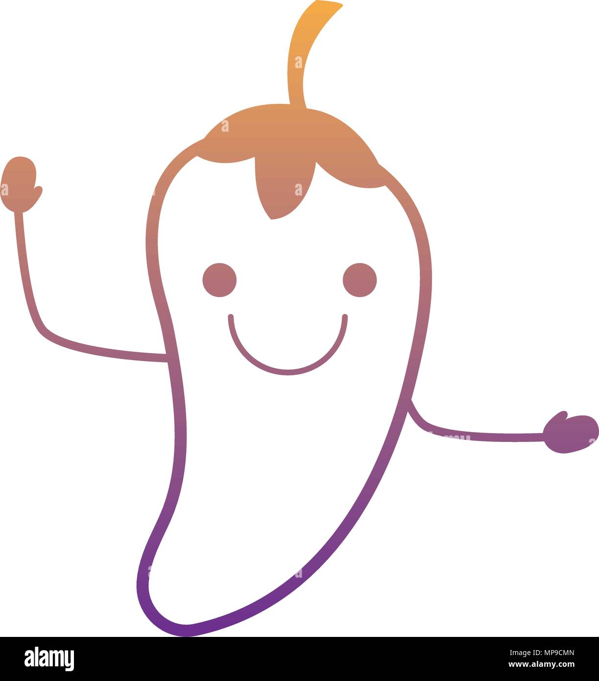 Kawaii happy chili icon over white background, colorful design. vector ...