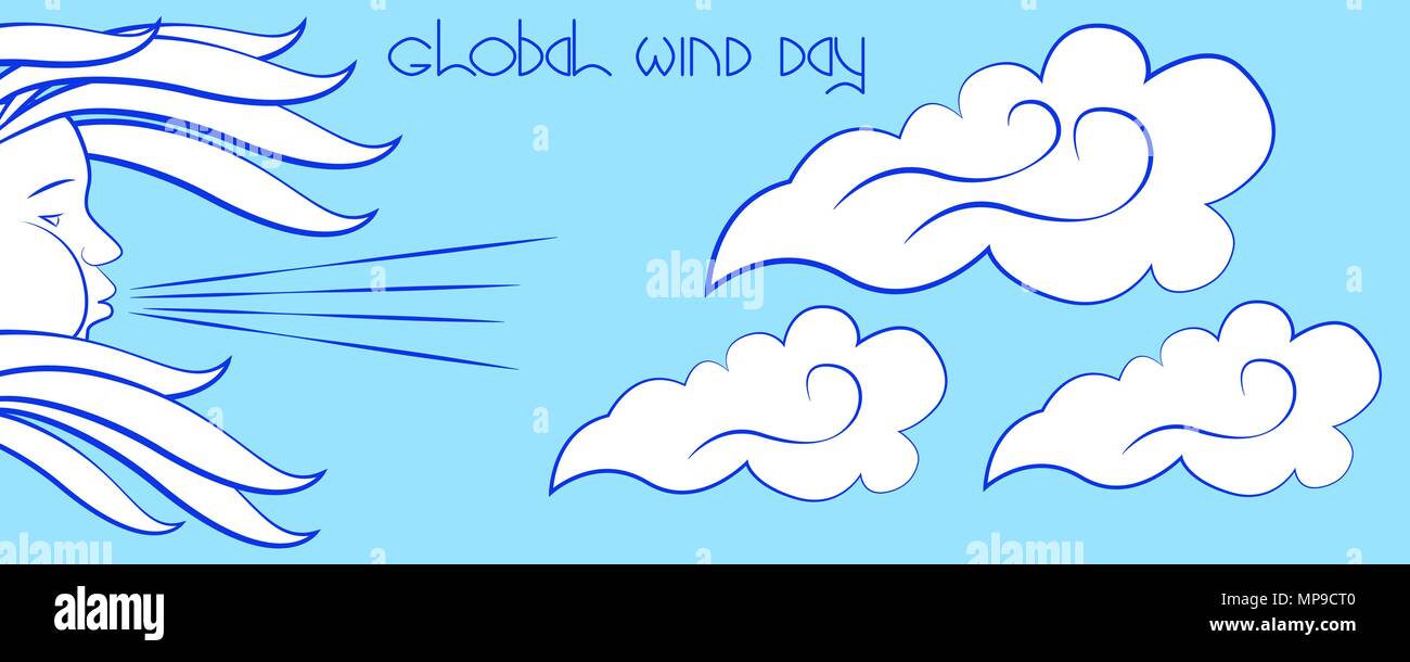 Global Wind Day. Concept of ecological holiday. 15 June. Wind symbol ...